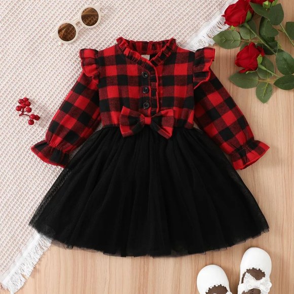 Dresses | Christmas Girls Red Buffalo Plaid Ruffle Tutu Dress | Poshmark